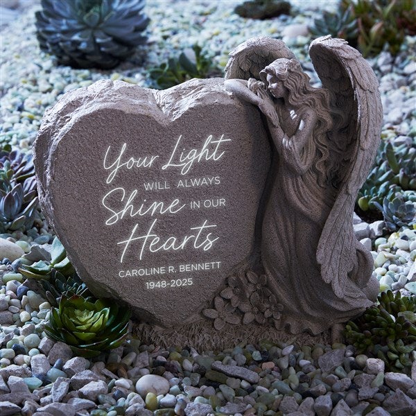 Light Up Memorial Angel Solar LED Garden Stone