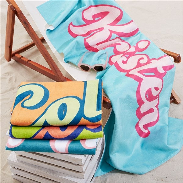 Retro Summer Personalized Beach Towels