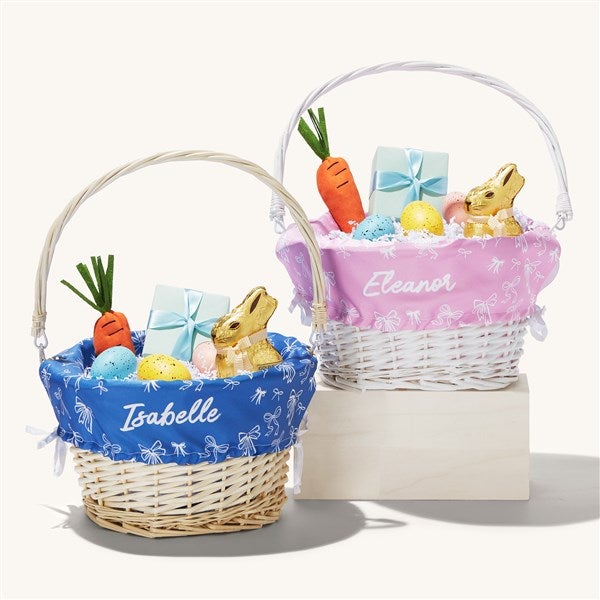 Darling Bow Personalized Easter Basket with Folding Handle