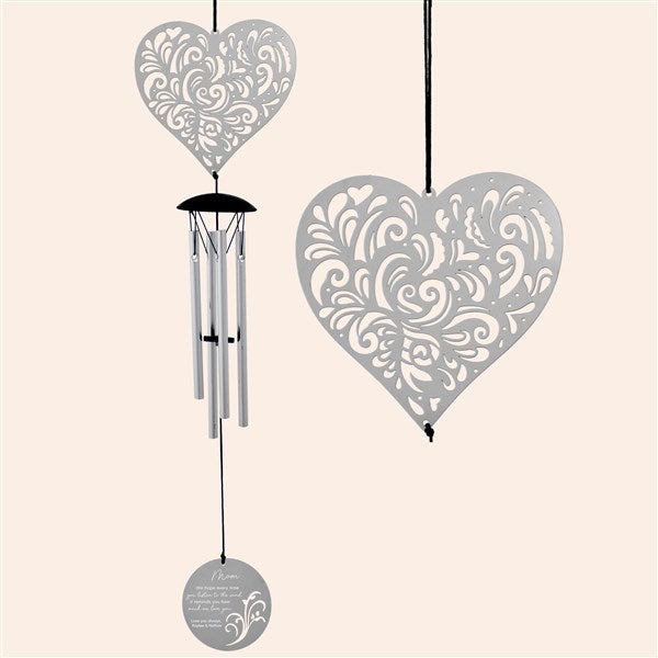 Love For Mom Personalized Flourish Heart Wind Chime