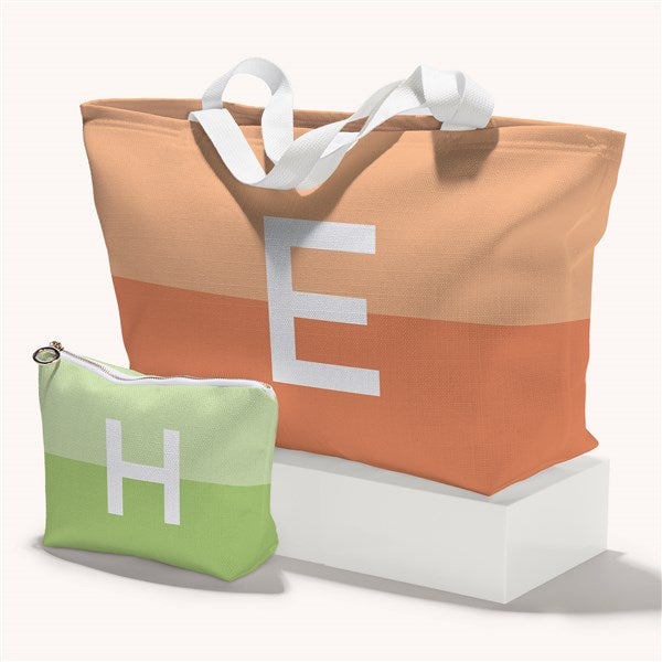 Color Block Initial Personalized Tote Bag