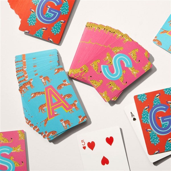 Animal Print Initial Personalized Playing Cards