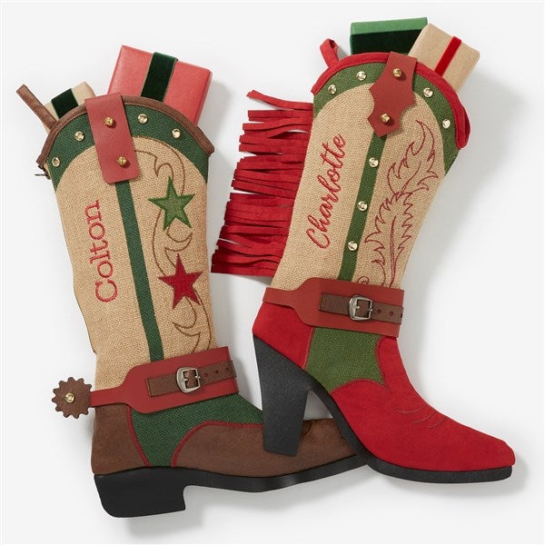 Cowgirl Boot Personalized Christmas Stocking