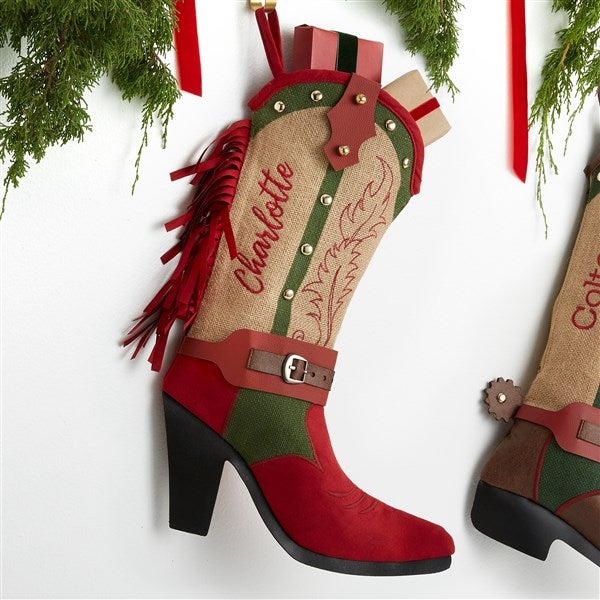 Cowgirl Boot Personalized Christmas Stocking