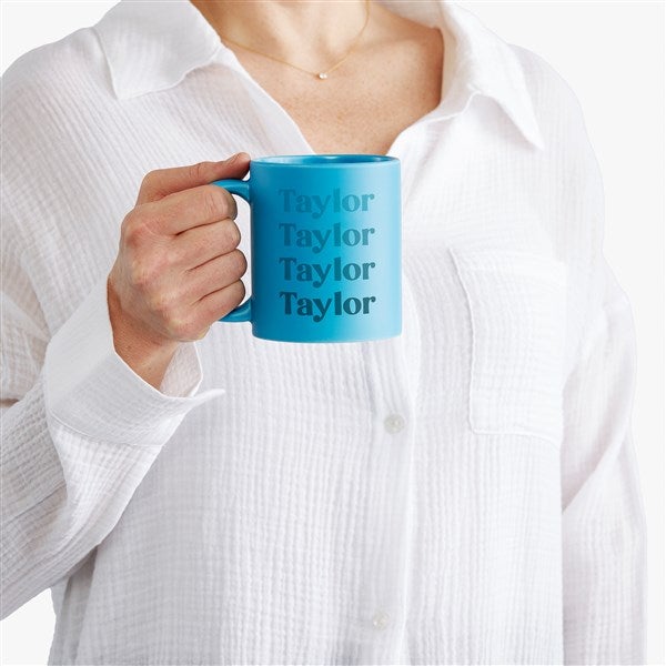 Retro Repeating Name Personalized Coffee Mug - Blue