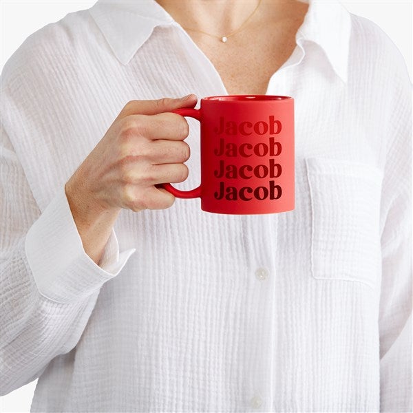 Retro Repeating Name Personalized Coffee Mug - Red