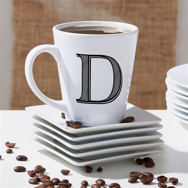 Noir Initial Personalized 12oz Ceramic Latte Mug