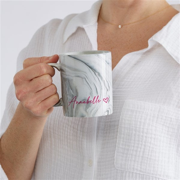 Scripty Heart Name Personalized Marble Ceramic Mug