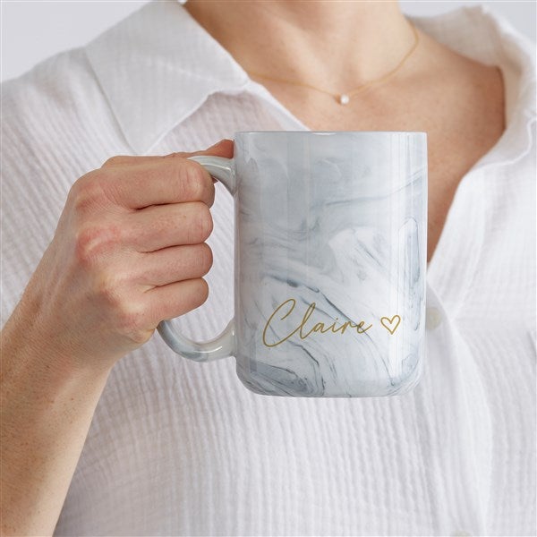 Scripty Heart Name Personalized 15oz Marble Ceramic Mug - Grey