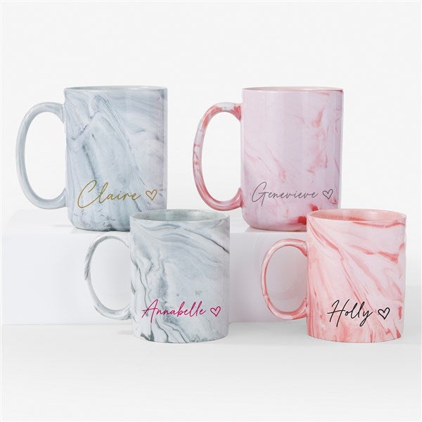 Scripty Heart Name Personalized Marble Ceramic Mug