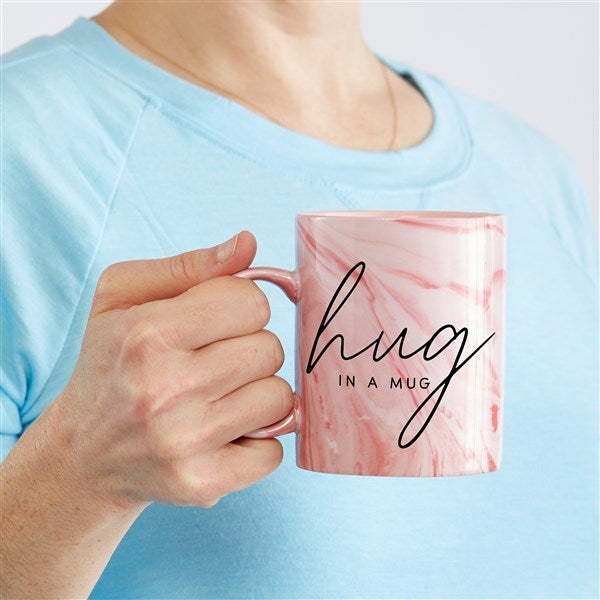 Hug in a Mug Personalized 11oz Marble Ceramic Mug - Pink