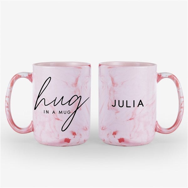 Hug in a Mug Personalized 11oz Marble Ceramic Mug - Pink