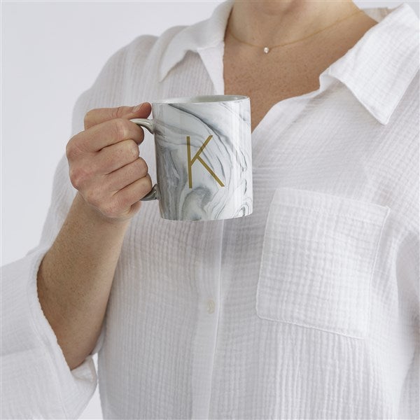 Large Initial Personalized Marble Ceramic Mug