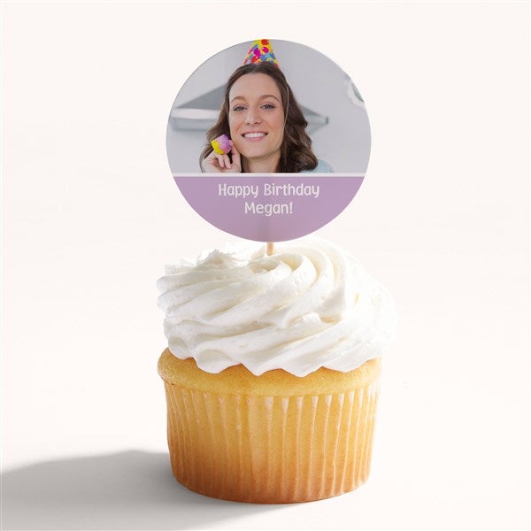 Party Photo and Text Personalized Cupcake Topper