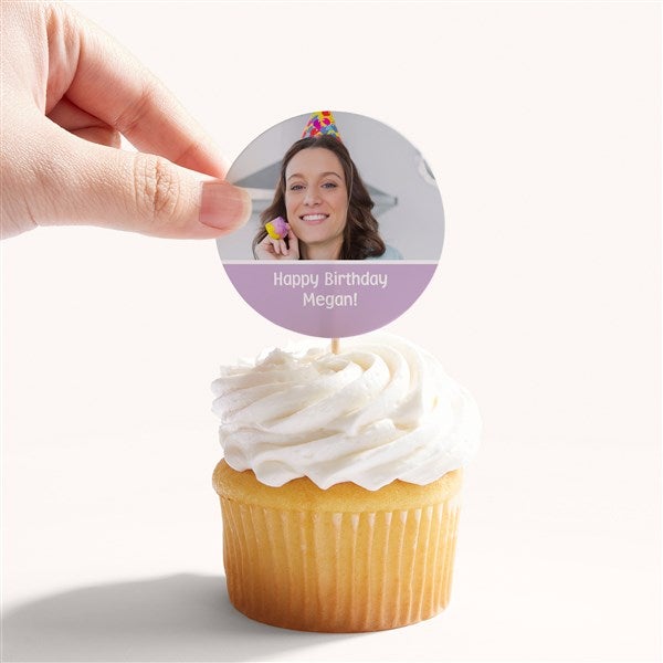 Party Photo and Text Personalized Cupcake Topper