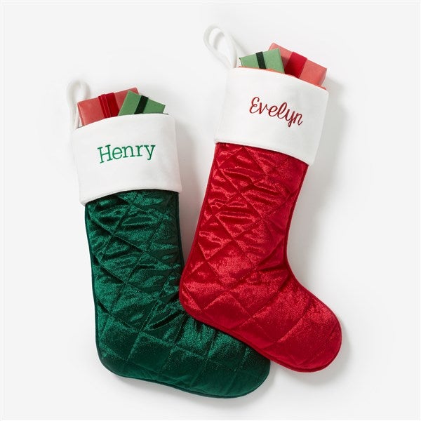 Cozy Quilt Christmas Embroidered Stocking