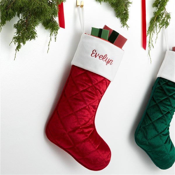 Cozy Quilt Christmas Embroidered Stocking