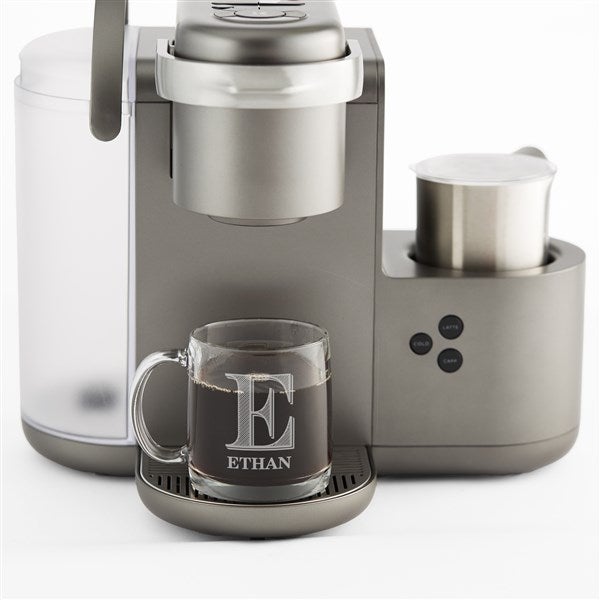 Initial Brew Engraved 12.5oz Glass Wide Mug