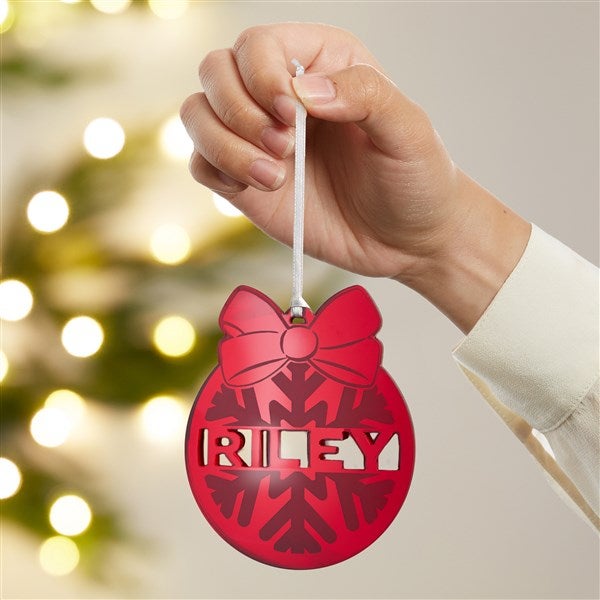 Mirrored Snowflake Personalized Acrylic Ornament- Red