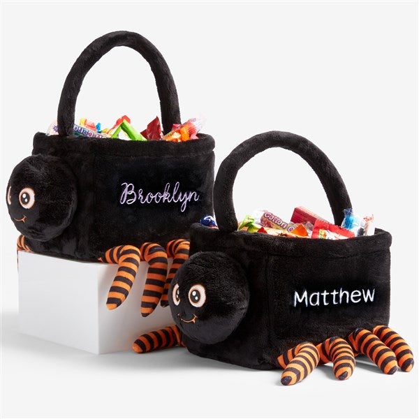 Spider's Treasure Embroidered Plush Halloween Treat Bag
