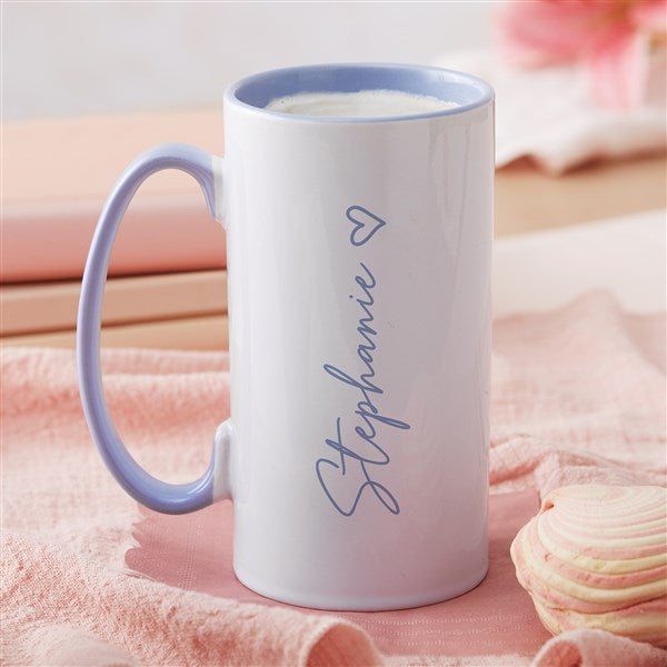 Scripty Heart Name Personalized Ceramic Tall Skinny Mug - Purple