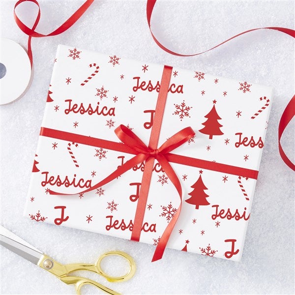 Festive Icons Personalized Christmas Wrapping Paper Roll - 18ft Roll