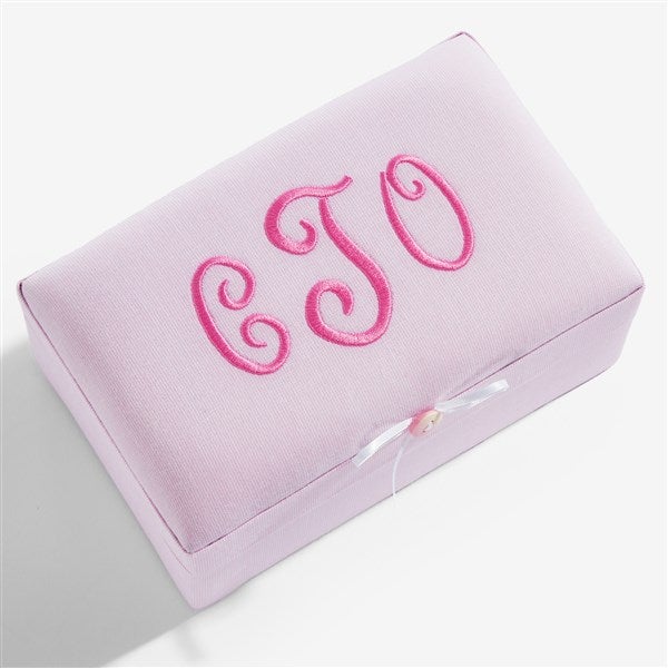 Personalized Small Micro Striped Cotton Keepsake Box - Pink