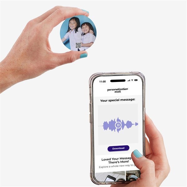Personalized Metal Round Magnet with Audio