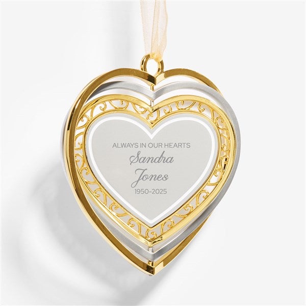 Memorial Engraved Spinning Metal Heart Ornament