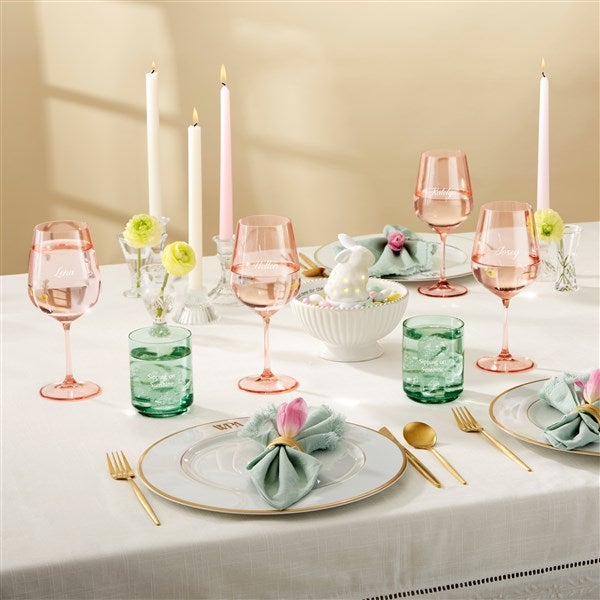 Tinted Sips Engraved Coral Stemmed Wine Glass