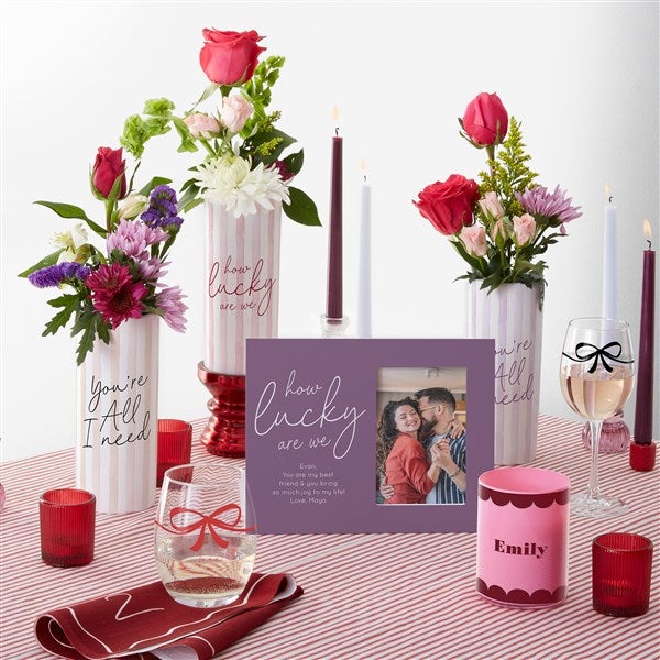 Lucky With You Personalized Off-Set Picture Frame