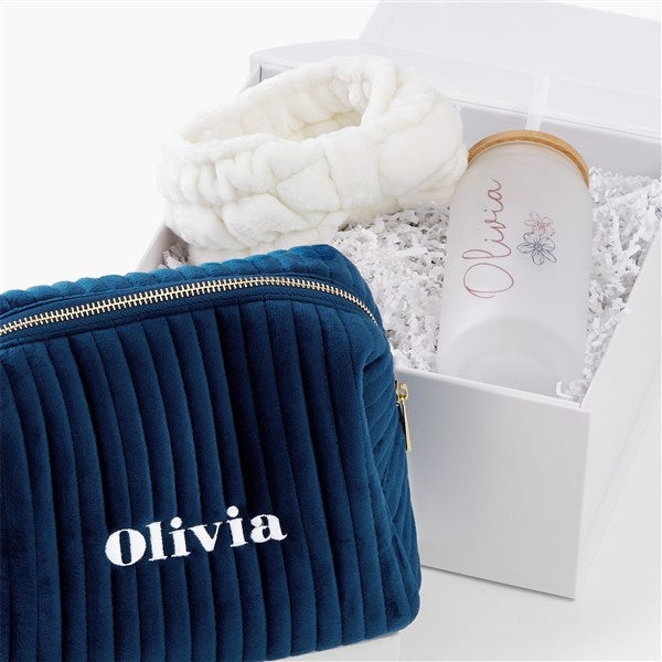 Personalized Navy Makeup Bag Gift Set For Her