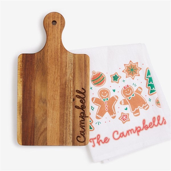 Baking Spirits Bright Personalized Tea Towel and Paddle Board Gift Set