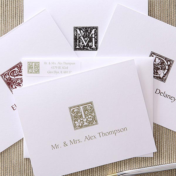 Floral Monogram Personalized Note Cards