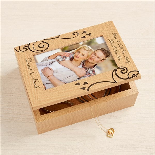 I Love You Engraved Wood Photo Memory Box