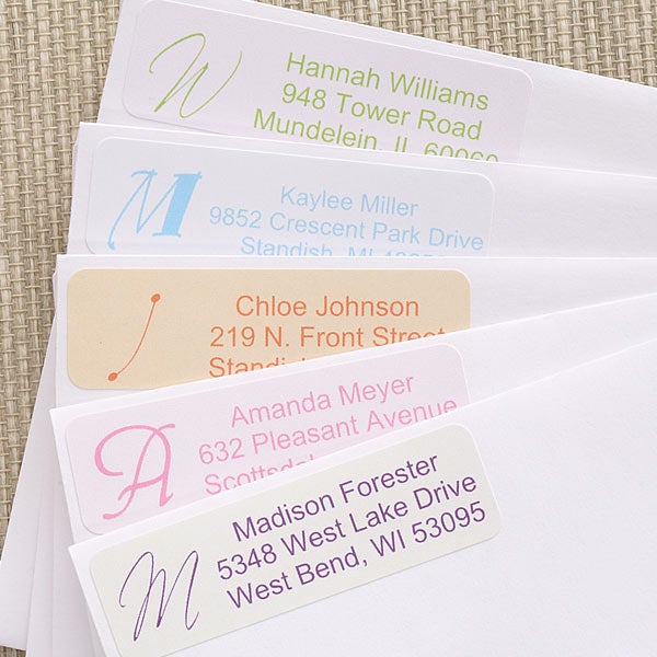 Custom Initial Personalized Address Labels