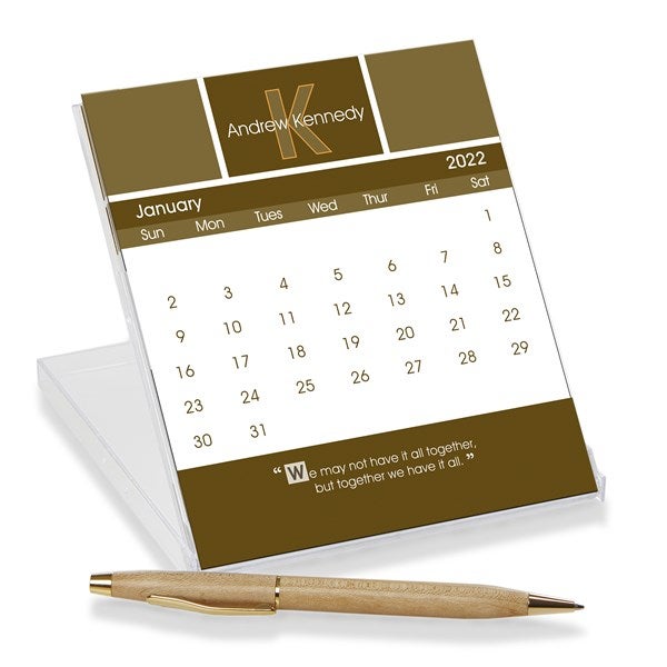 7639 - Inspirational Quotes Monogram Personalized Desk Calendar