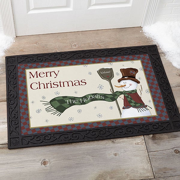 Personalized Holiday Doormat - Snowman 20x35