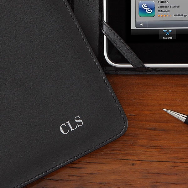 Personalized iPad Case - Black Leather