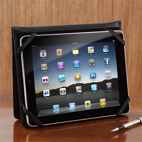 Personalized iPad Case - Black Leather