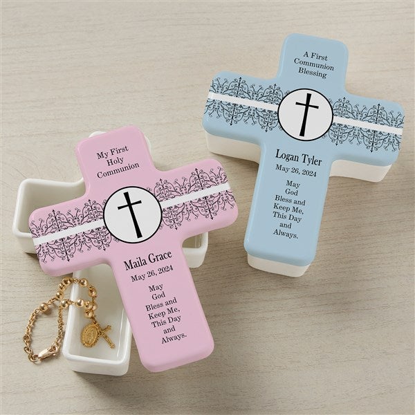Personalized Cross Trinket Box - God Bless