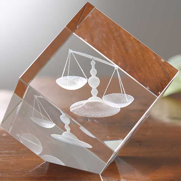 3-D Crystal Scales of Justice Personalized Lawyer Gift
