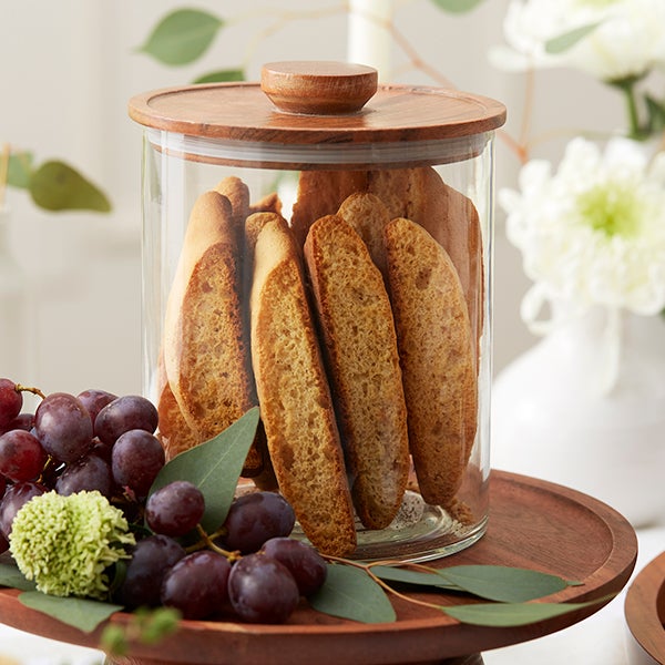 Write Your Own Personalized Glass Container with Acacia Lid-Medium