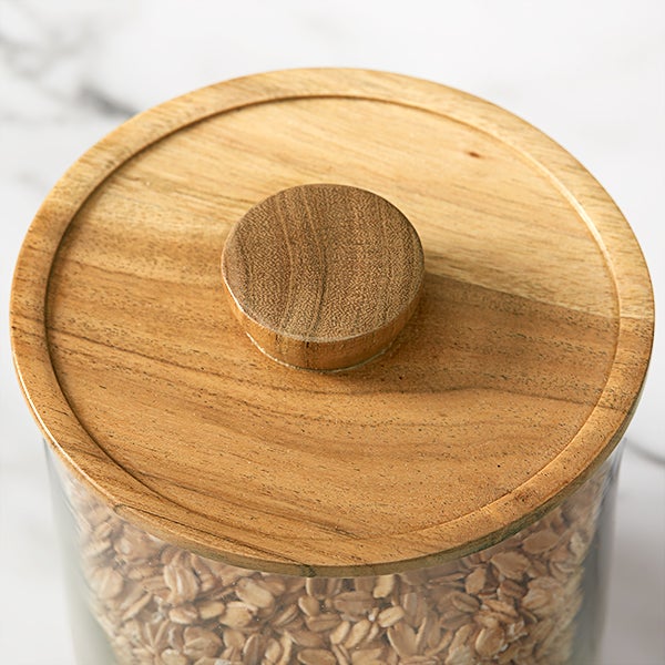 Love You to Pieces Personalized Glass Container with Acacia Lid - Large