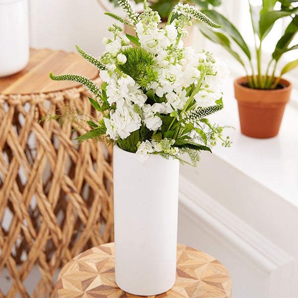 Birth Month Flower Personalized White Flower Vase