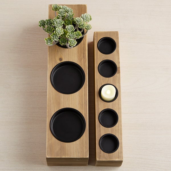 Personalized Wood Candle Holder - Seasonally Script