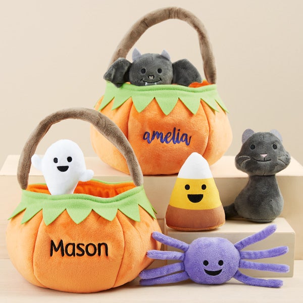 Playful Pumpkin Embroidered Plush Halloween Mini Playset