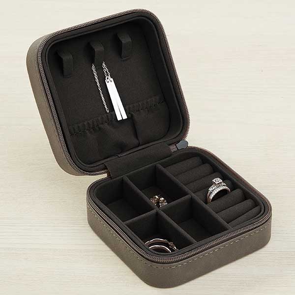 Inspiration For Her Personalized Leatherette Jewelry Case -Grey