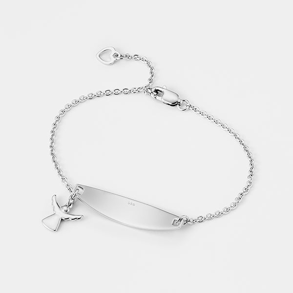Engraved Sterling Silver Angel ID Bracelet