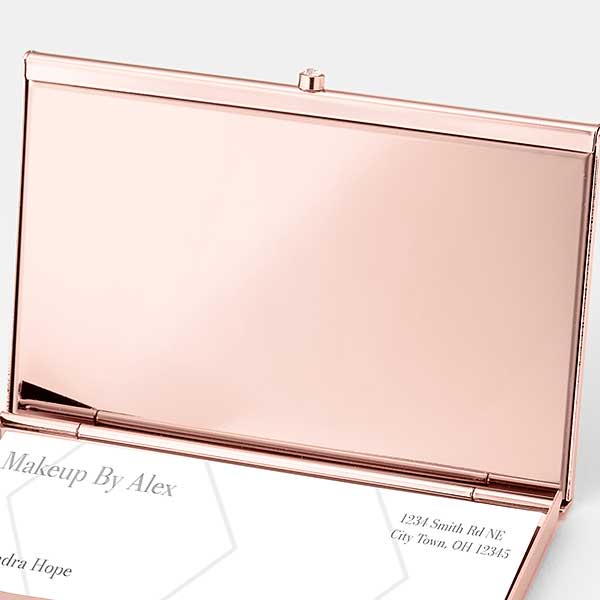 Engraved Rose Gold Striped Card Case